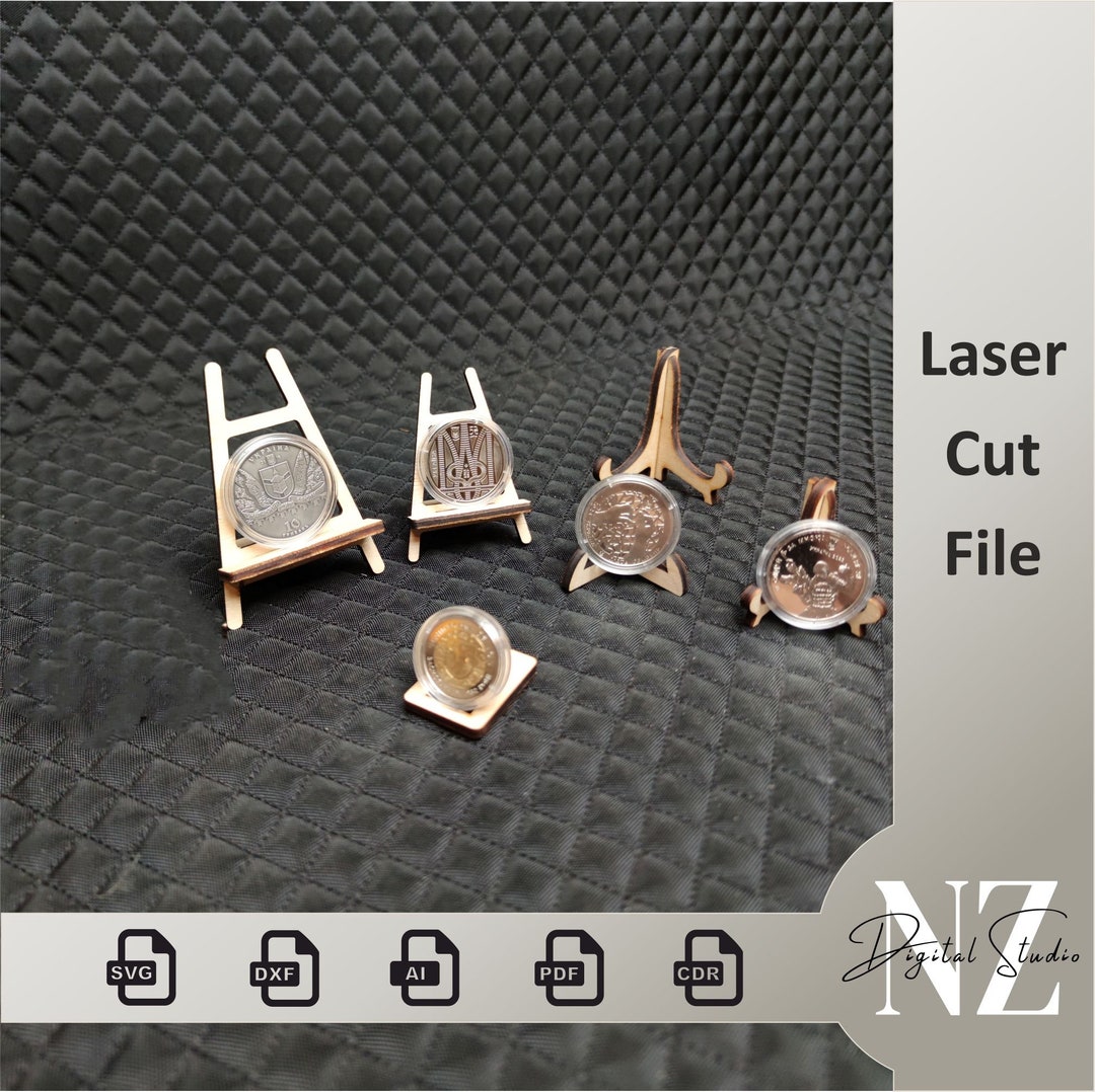 Set Stands for Coin, Easel Display Digital File Svg Laser Cut File - Etsy