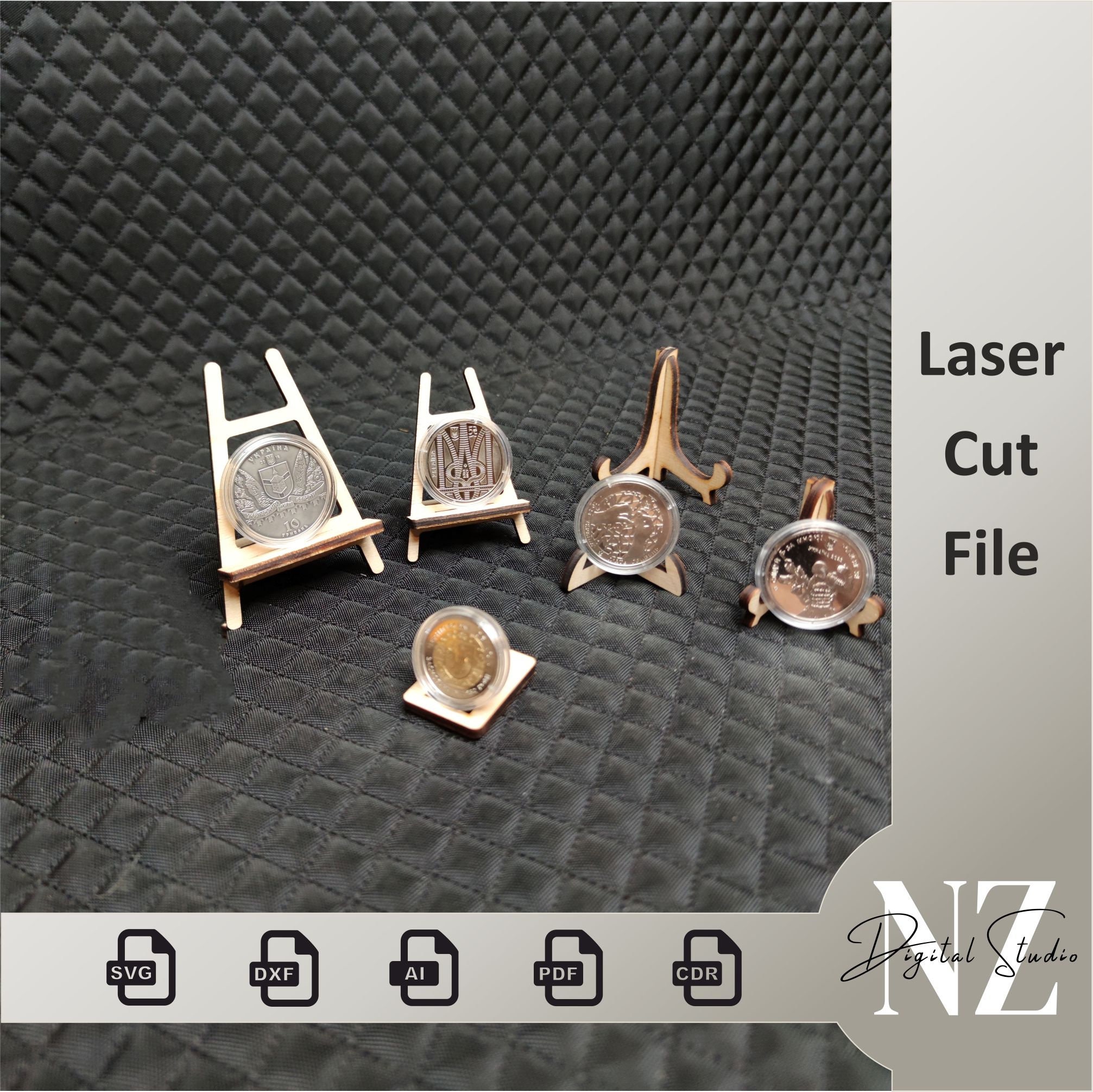 Set Stands for Coin, Easel Display Digital File Svg Laser Cut File - Etsy