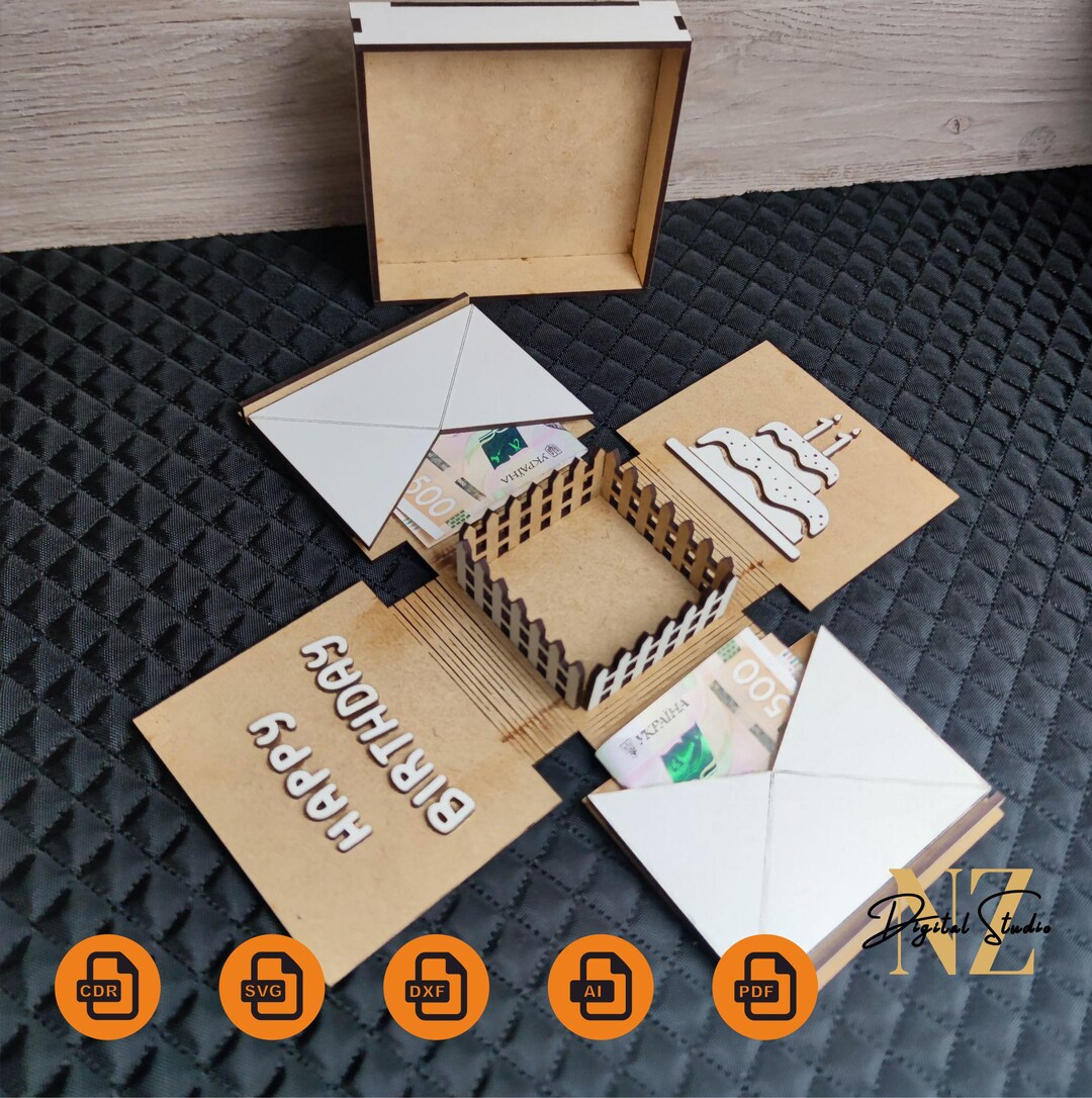 Birthday Explosion Box SVG: Lasercut Gift File (digital File) - Etsy