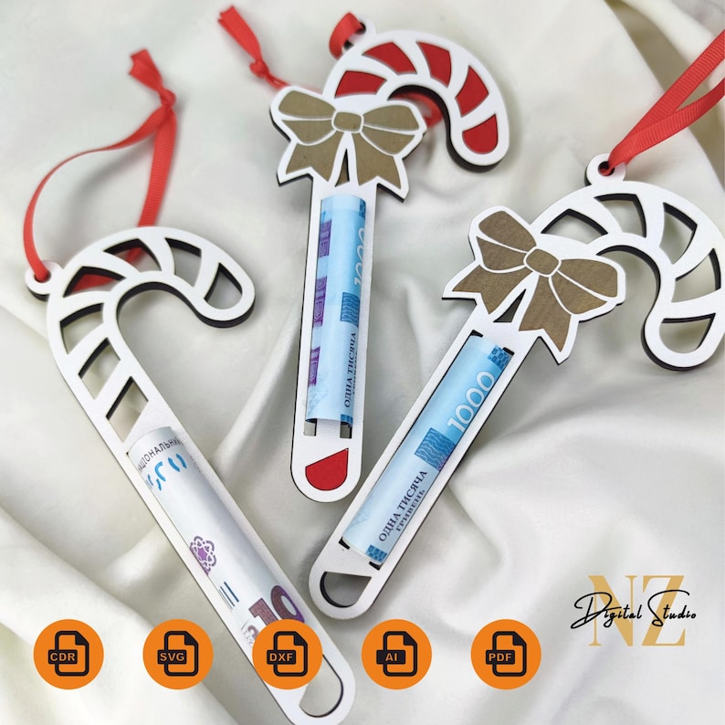 Candy Cane Money Holder, SVG File, Digital Laser Cutting, Gift Holder ...