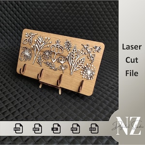 Laser Cut Wall Key Hanger Digital Files Dxf Pdf Svg Ai Cdr - Etsy