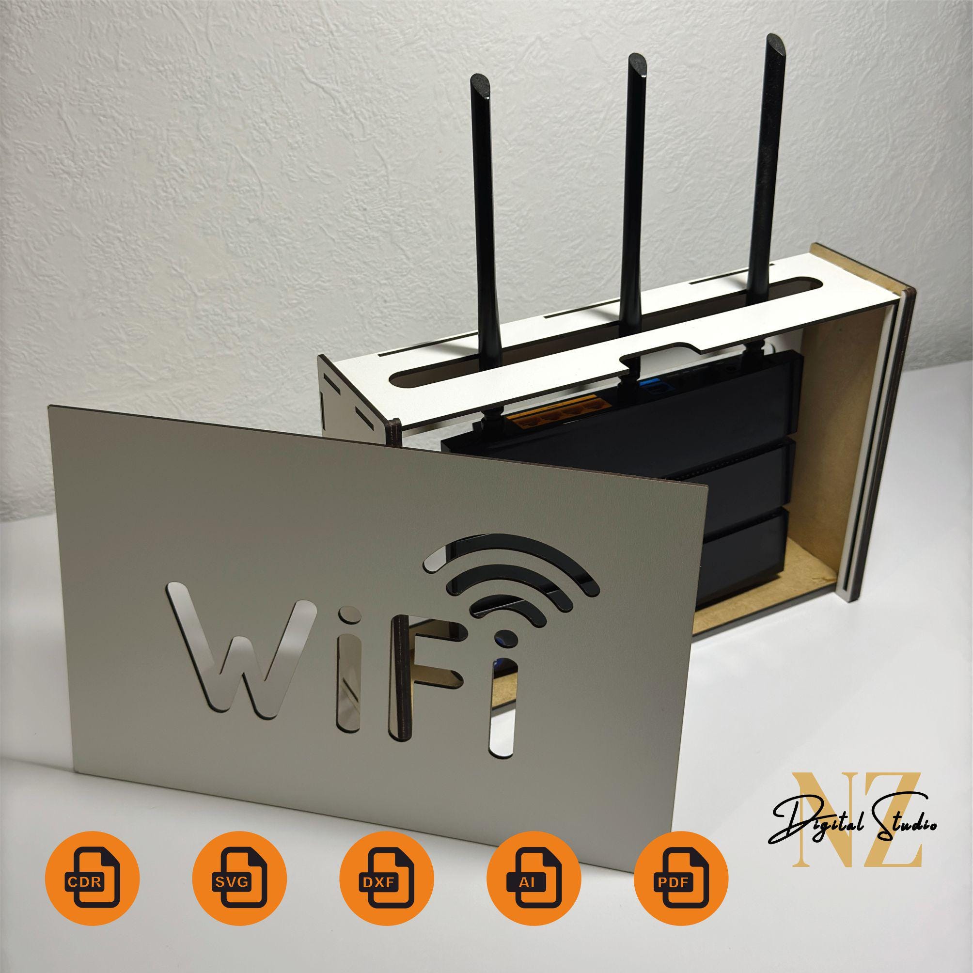 Digital File Wifi Router Storage Box Dxf, Cdr, Svg, Wood Shelf Wall ...