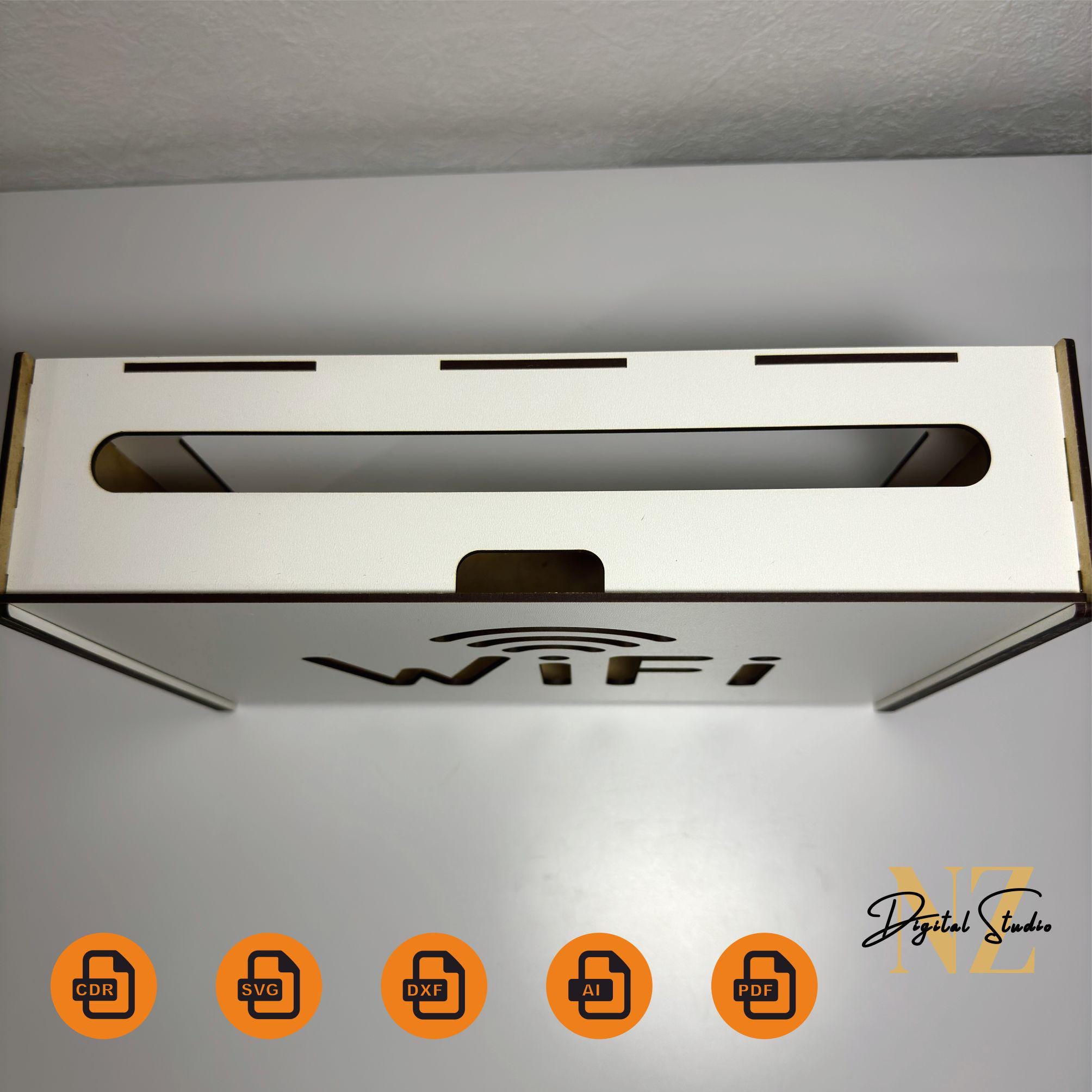 Digital File Wifi Router Storage Box Dxf, Cdr, Svg, Wood Shelf Wall ...