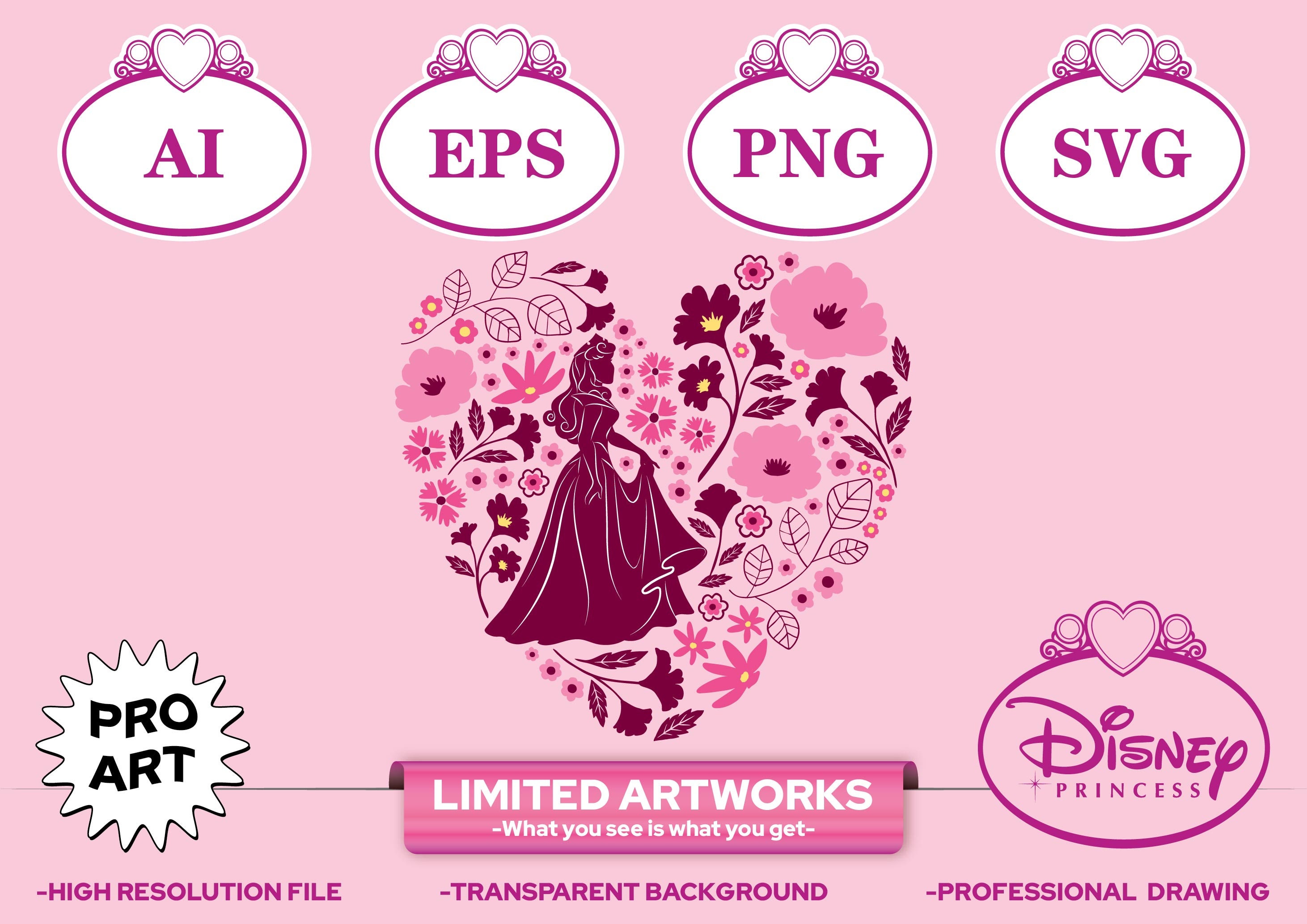 Collection of Princess Badges With SVG, PNG, Ai, & Eps Files - Etsy