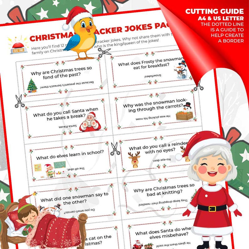 Christmas Cracker Jokes: Printable Holiday Fun + Bonus Story (PDF ...
