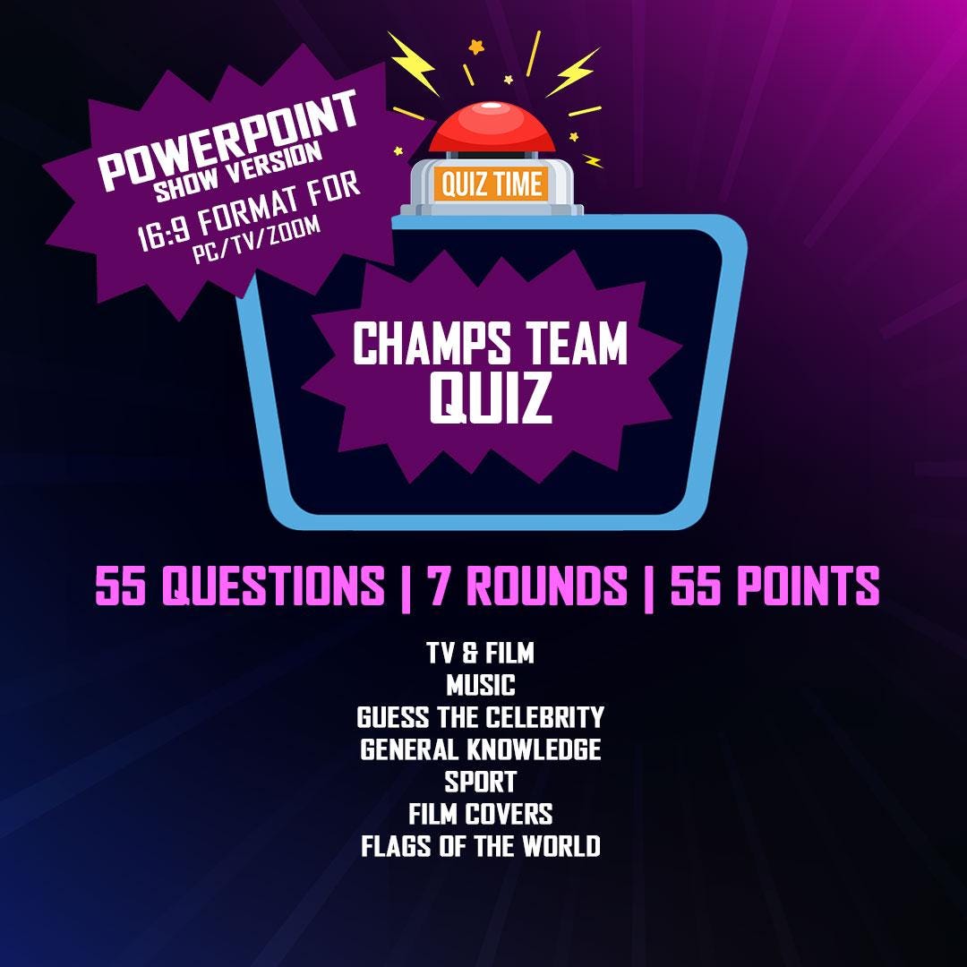 Champs Team Powerpoint Quiz, 7 Testing Rounds to Test Your Knowledge ...