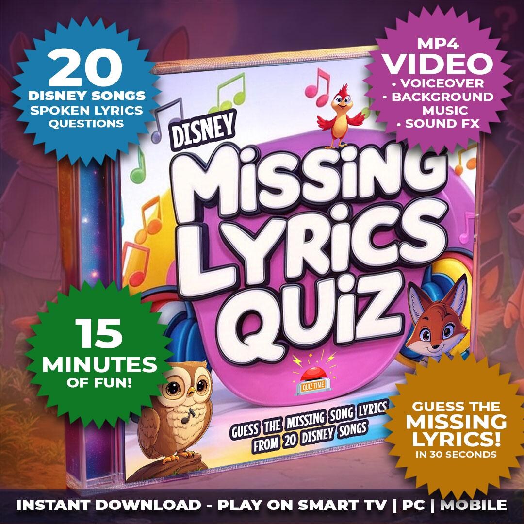 Disney Songs Missing Lyrics Quiz Video - Part 1 (with Question ...