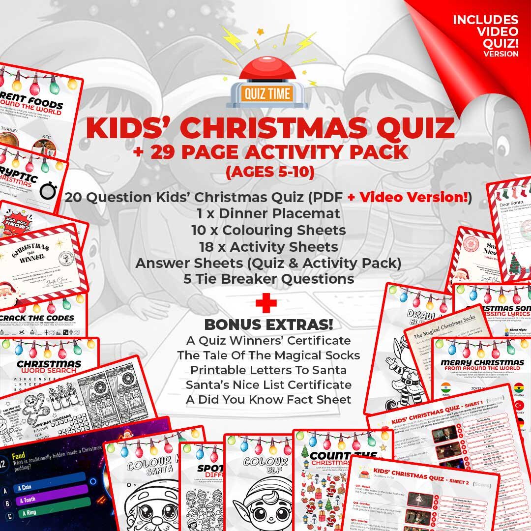 Kids Christmas Quiz, 20 Questions, Activity Pack (PDF + Video) - Etsy UK