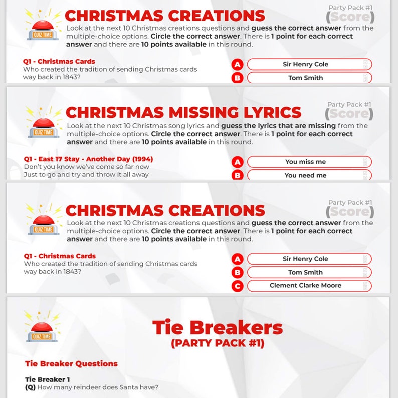 Christmas Variety Quiz 2023 1 - Etsy