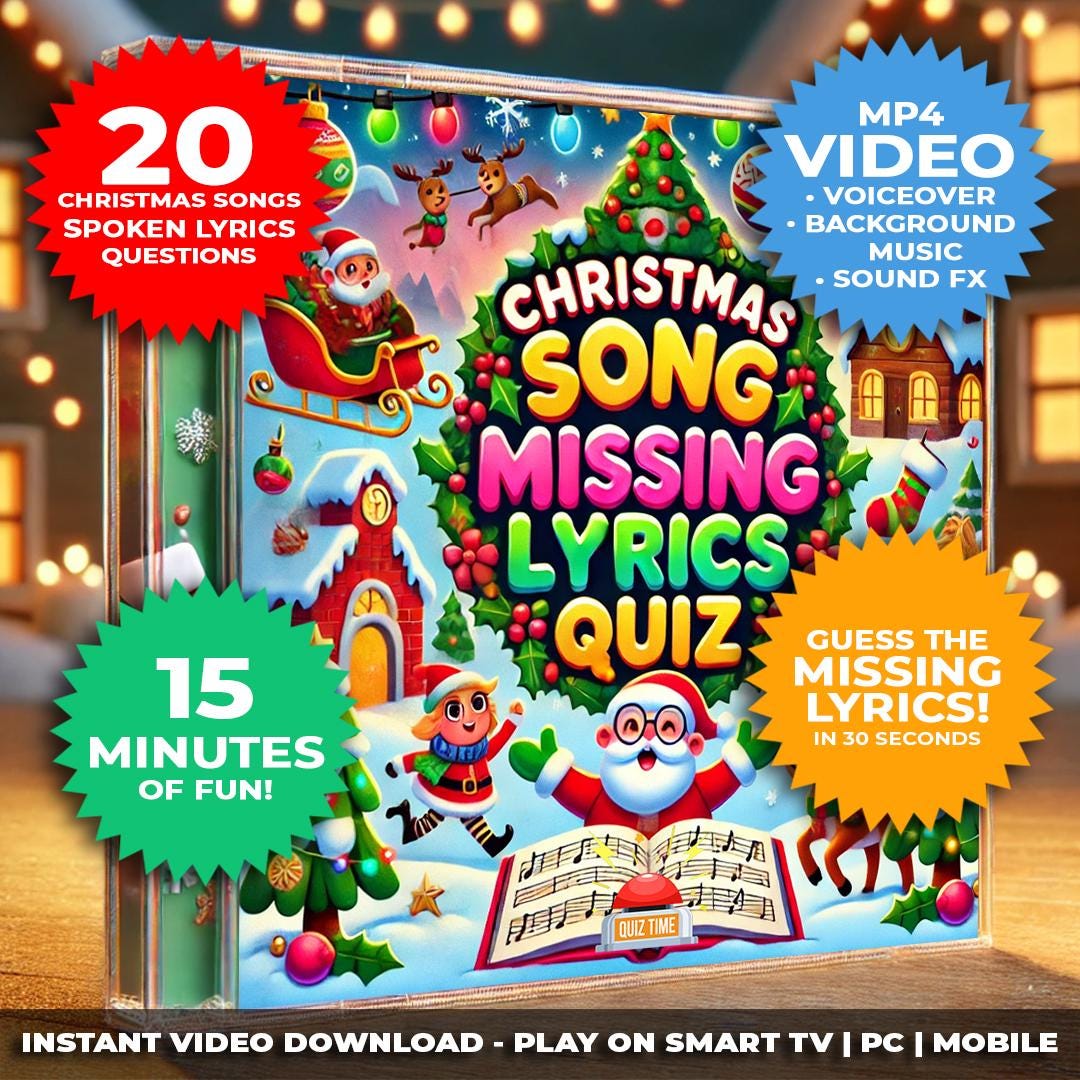 Christmas Song Missing Lyrics Video Quiz: Family Music Game (instant ...
