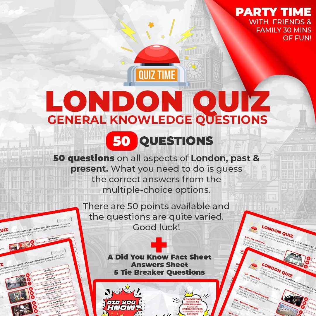 London Trivia Quiz: 50 Question Family Game (printable PDF) - Etsy UK