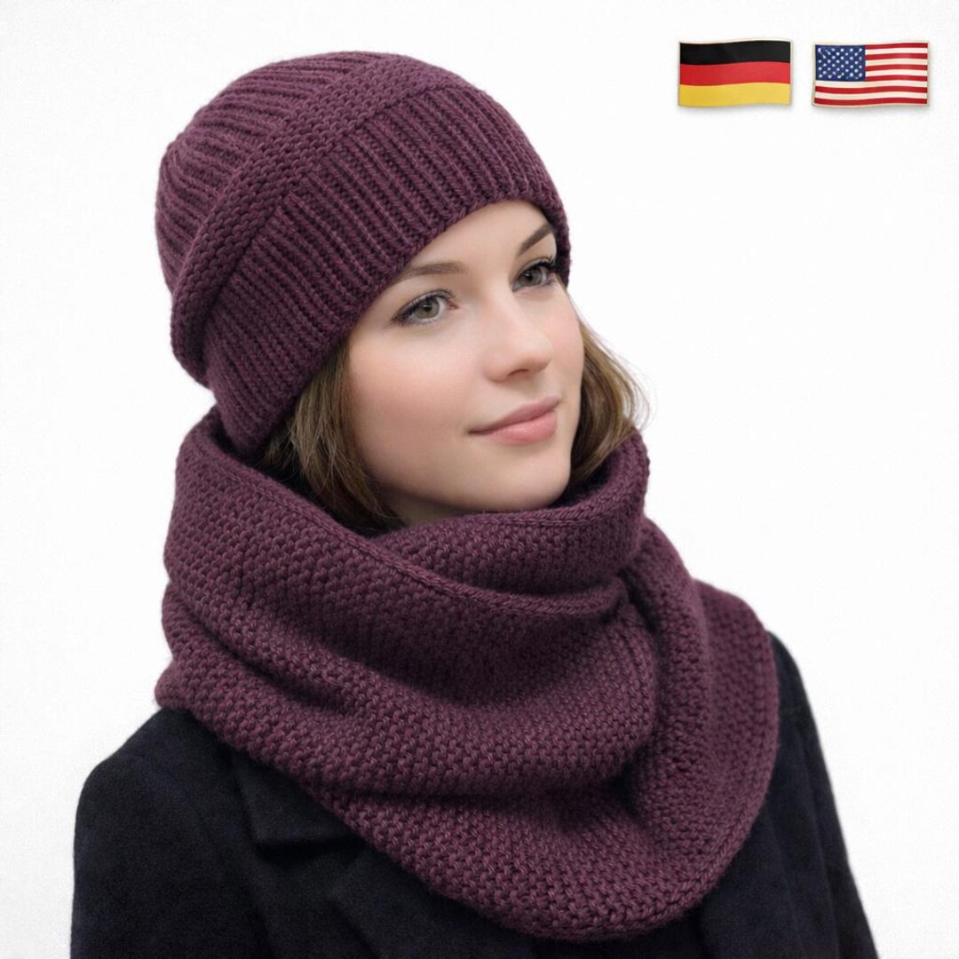 Midnight Berry Hat & Scarf Knitting Pattern PDF, Beanie and Scarf Set ...