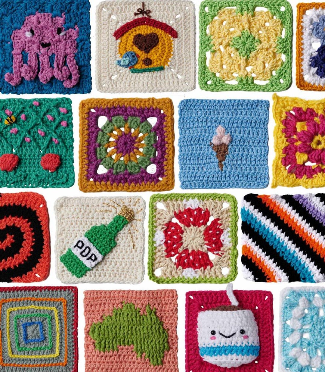 Granny Square, Animal Granny Squares, Animal Baby Blanket Squares ...