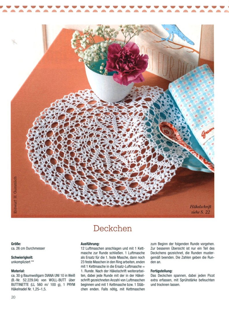 Crochet Napkin, Round Doily Table Center, Magazine Filethakeln, PDF ...