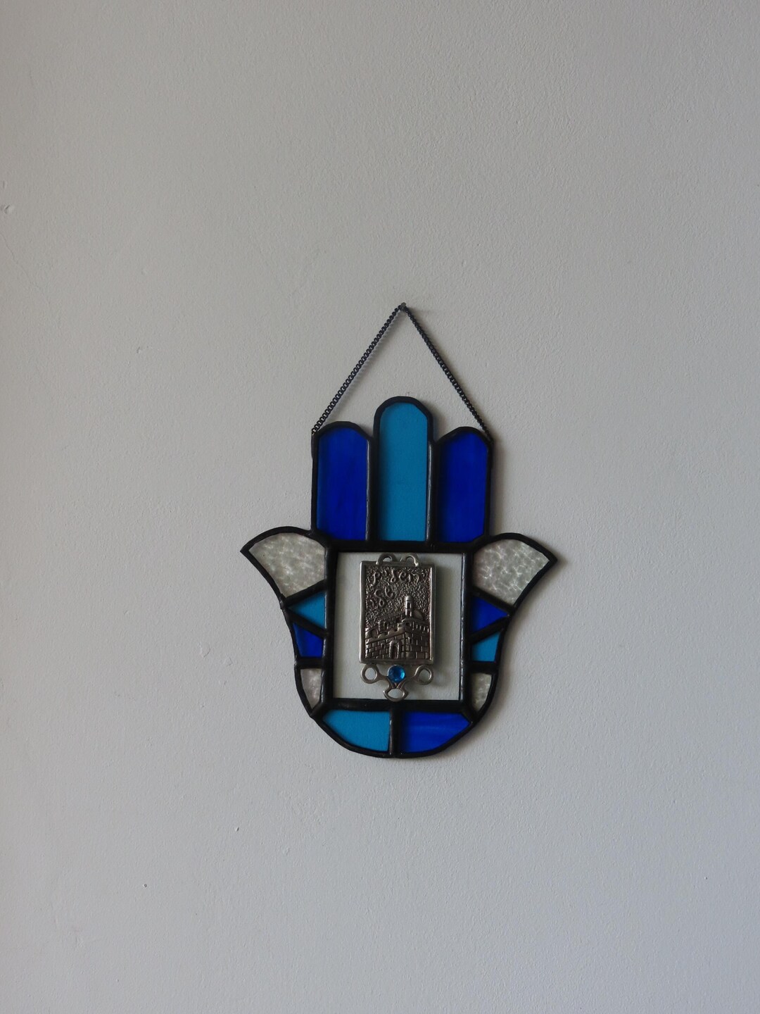 Hamsa Hand Stained Glass Art, Jewish Blessing Stain Glass Art, Judaica ...