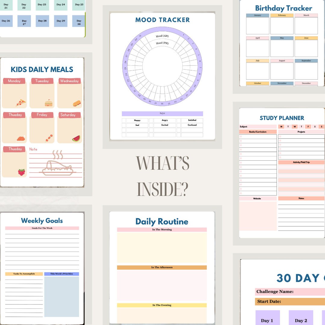 2024 Kid ADHD Digital Planner, Printable Canva Editable Master Resell ...