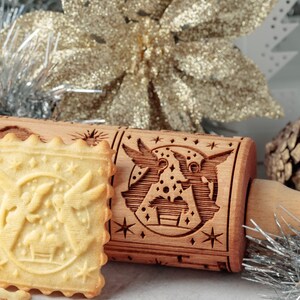 Nativity Cookie Mold Xmas Embossed Rolling Pin Textured Rolling Pin ...