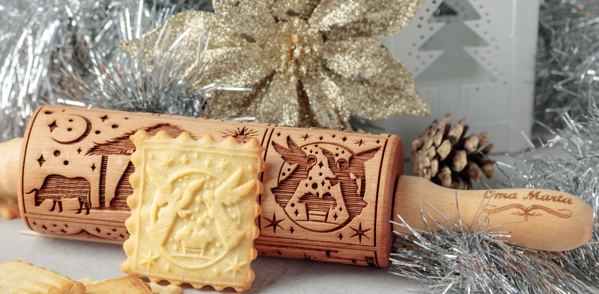 Nativity Cookie Mold Xmas Embossed Rolling Pin Textured Rolling Pin ...