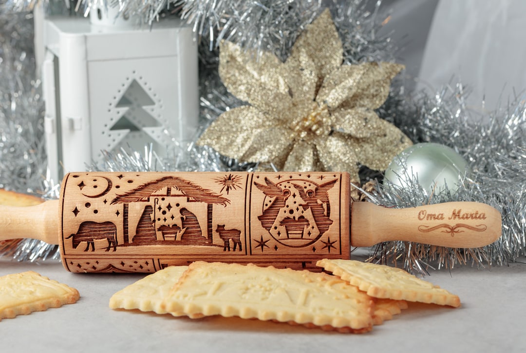 Nativity Cookie Mold Xmas Embossed Rolling Pin Textured Rolling Pin ...