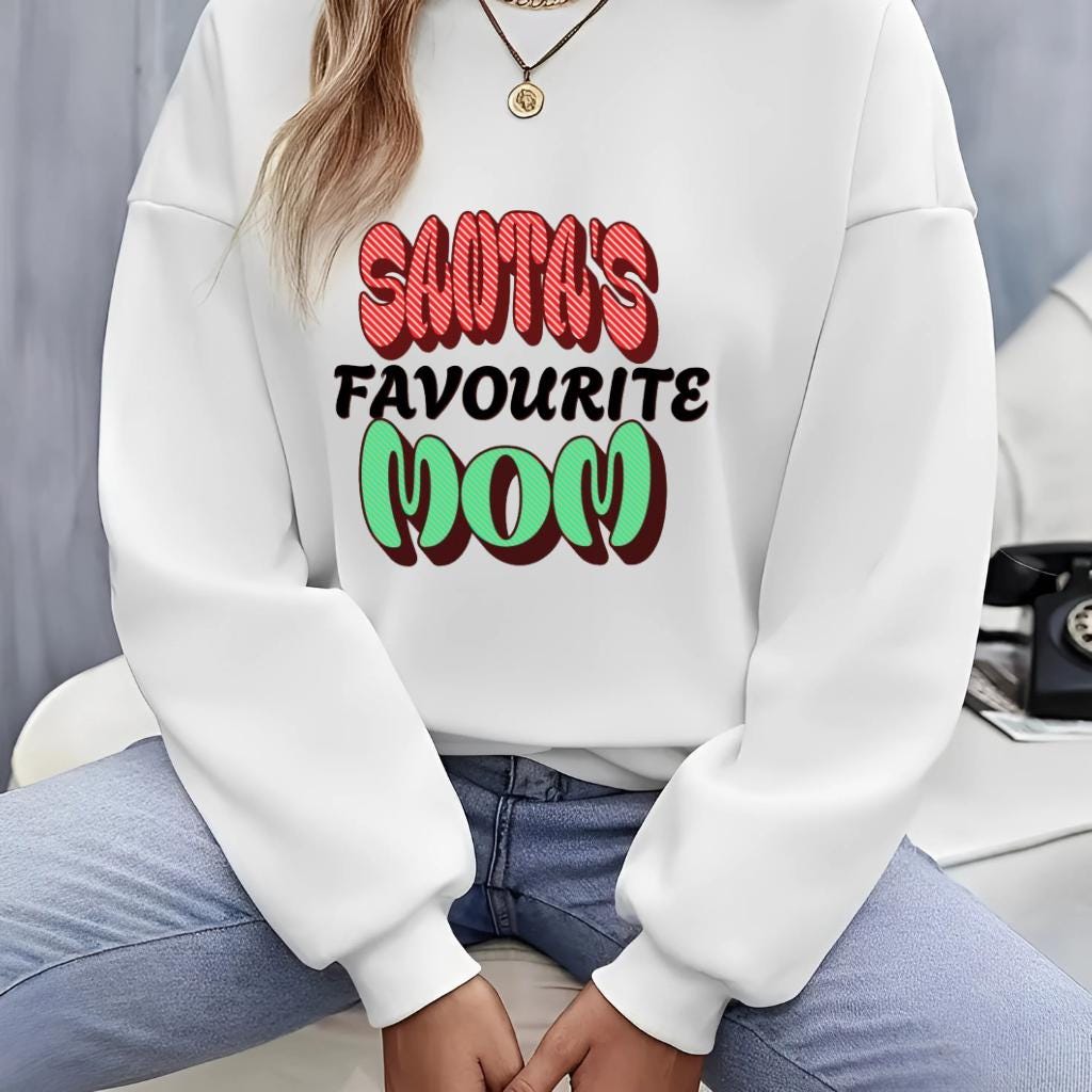 Santa's Favorite Mom PNG, Christmas Mom Sublimation Design, Red, Black ...