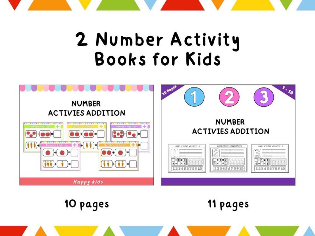 2 Number Activity Books for Kids, Printable Math Worksheets for ...