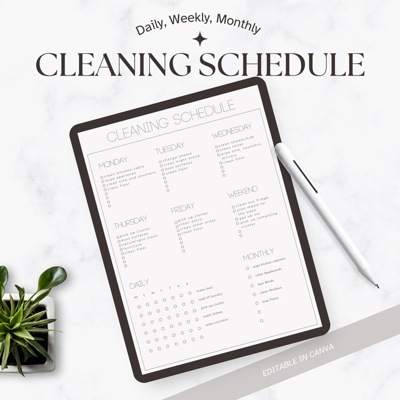 Cleaning Schedule Template | Weekly Cleaning Schedule | Cleaning ...