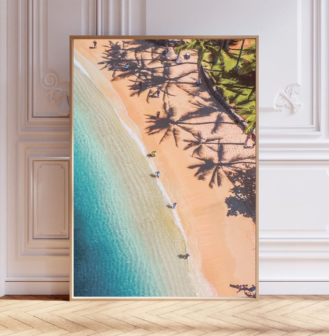 Tropical Beach Print, Aerial View Poster, Palm Tree, Coastal Print ...