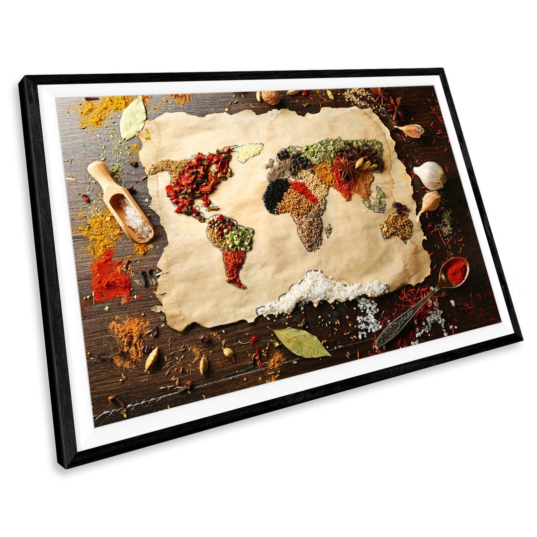 World Map Food Kitchen Spices Wall Art Photo Print - Etsy