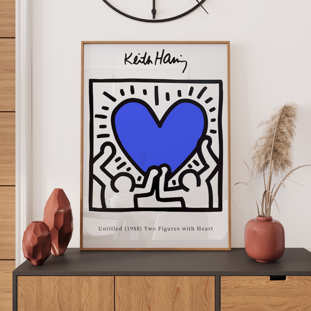 Keith Haring Wall Art, Love Heart Art Print, Keith Haring Print, Blue ...