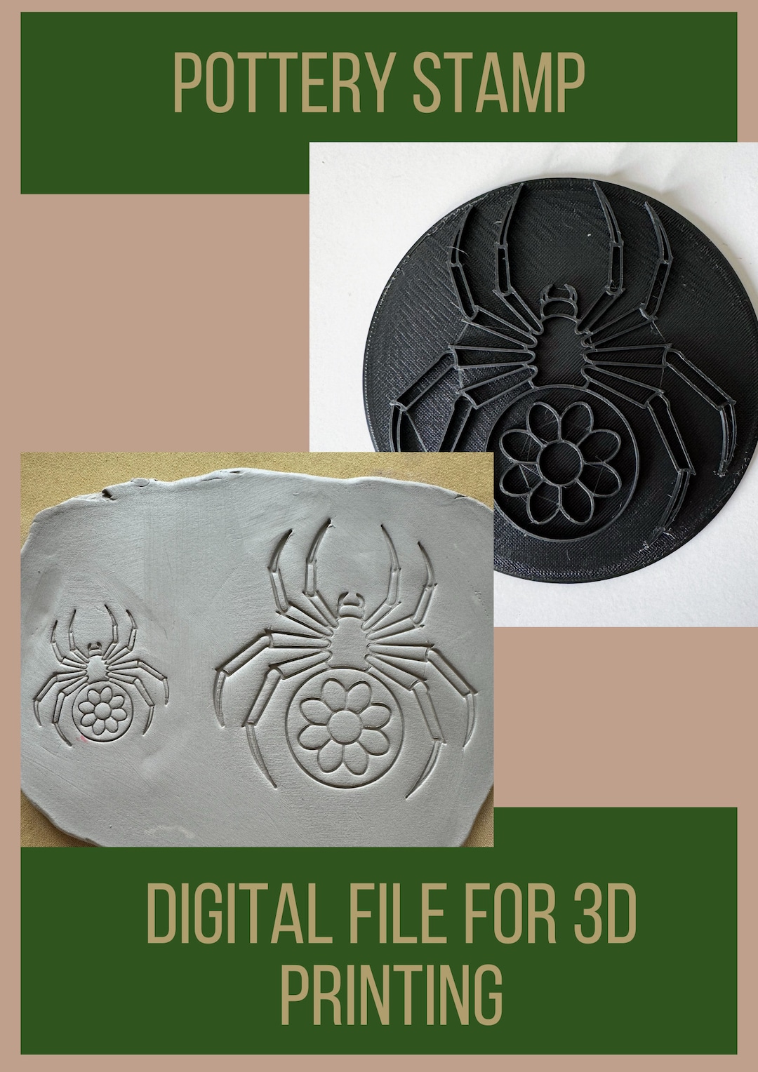 3D Printing STL File of a Spyder, Stamps for Decorating Pottery, Soap ...