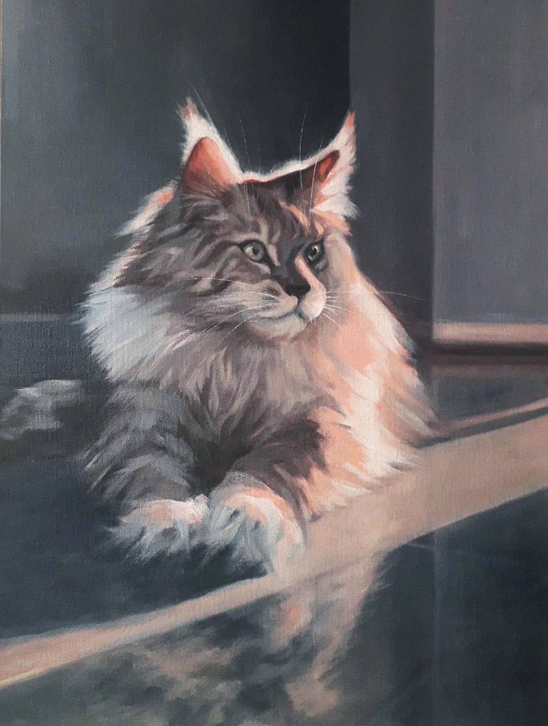 Original Oil Painting. Portrait of Maine Coon. 60x40 Cm - Etsy