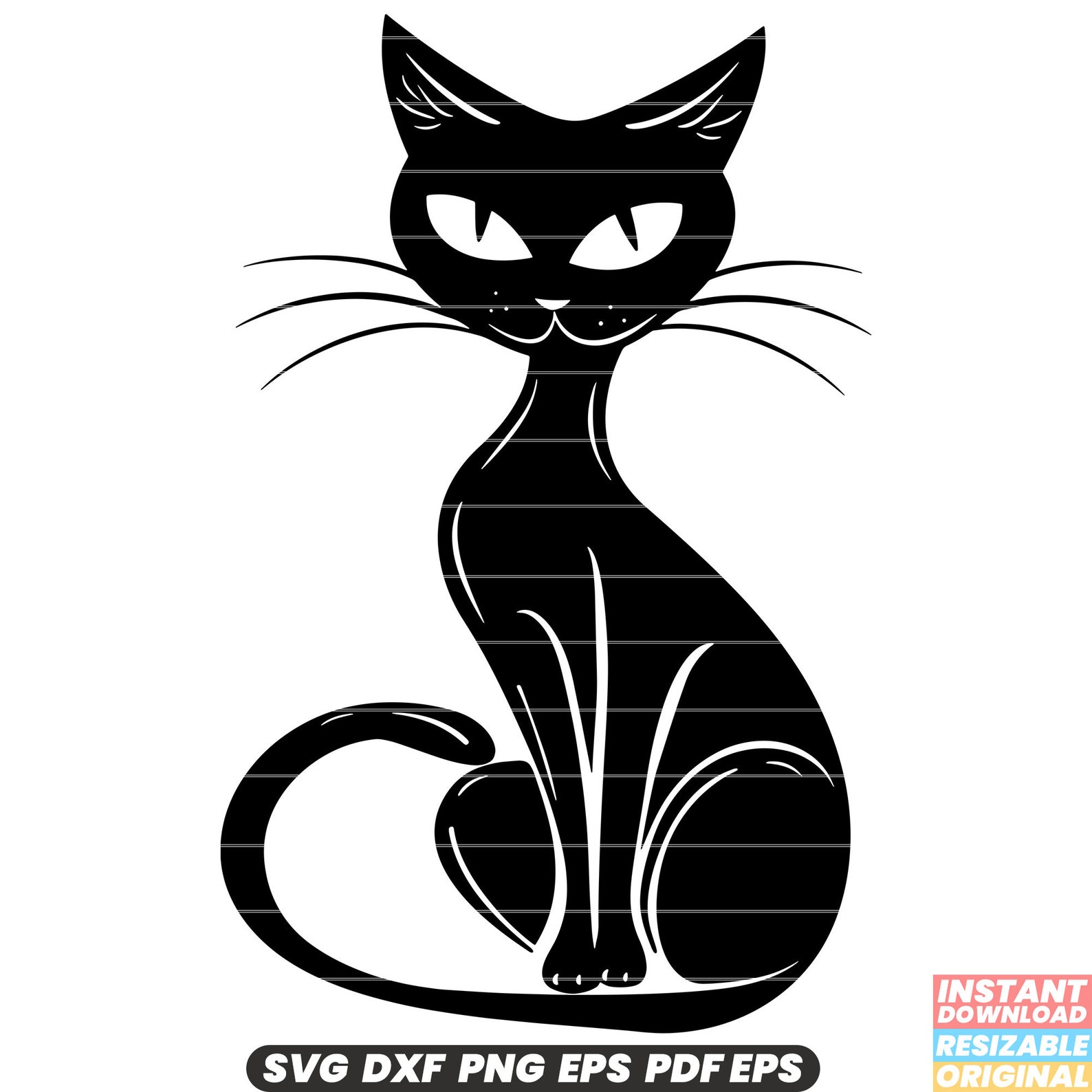 Black Cat SVG DXF Png Cut File Digital Instant Download - Etsy