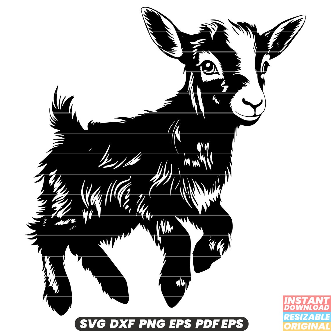 Baby Goat Kid Farm Animal Mammal Livestock Nature SVG DXF PNG Cut File ...