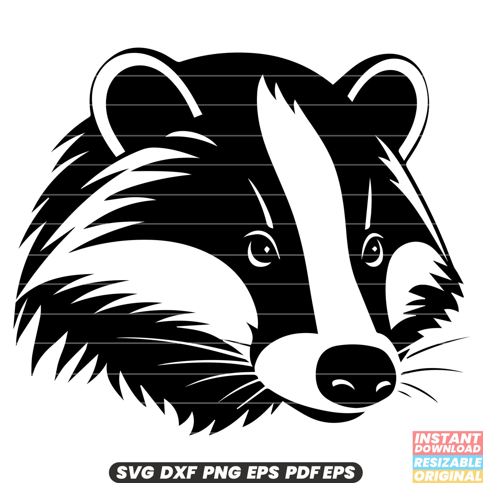 Badger SVG, DXF, PNG, Wildlife Cut File, North American Animal Clipart ...