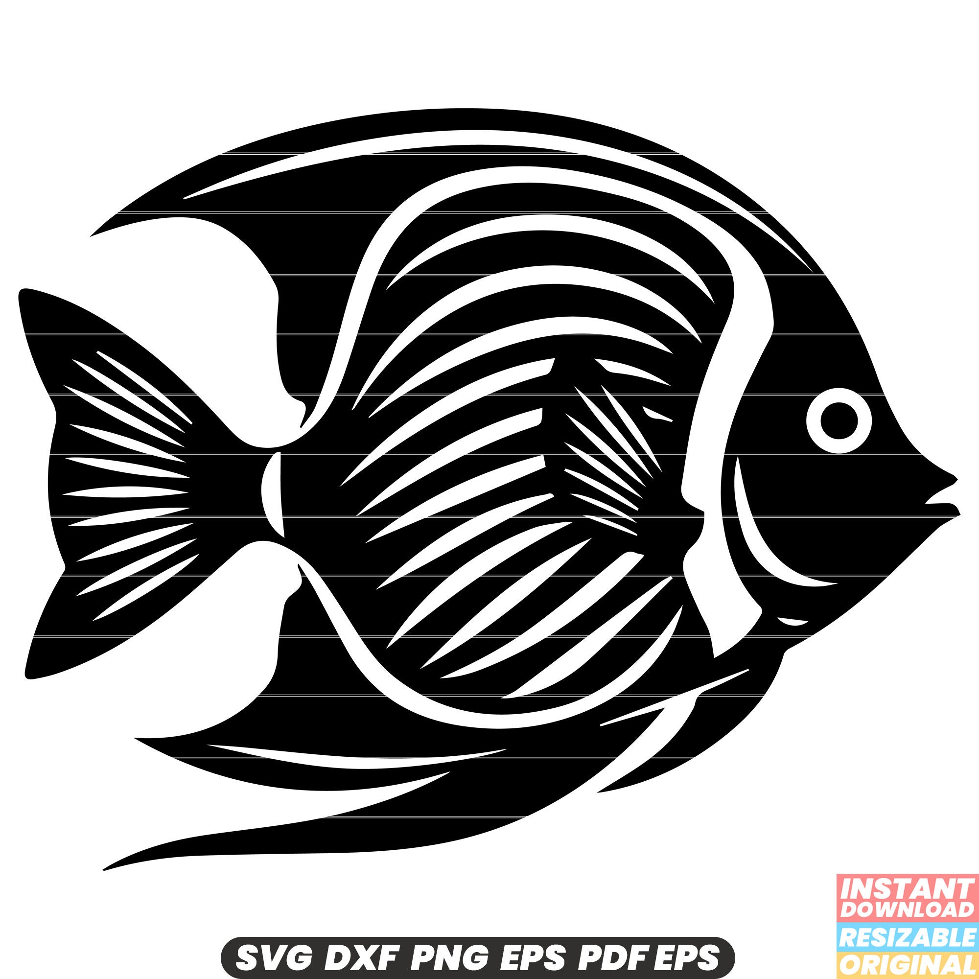 Angelfish SVG, DXF, PNG, Tropical Fish Cut File, Aquarium Clipart ...