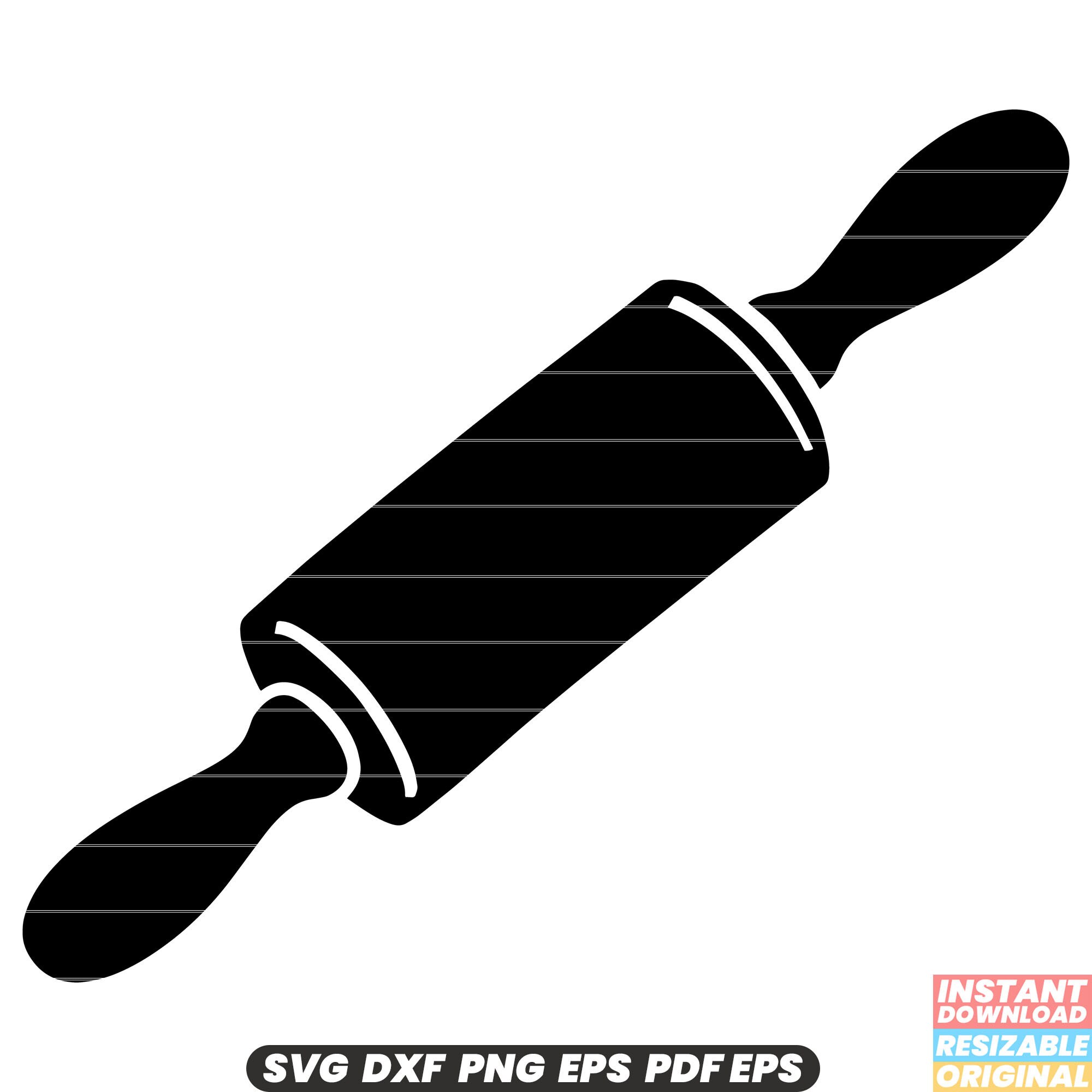 Rolling Pin SVG Baking Illustration Rolling Pin Clipart Kitchen Utensil ...