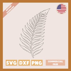 Fern Outline SVG PNG DXF Ekg Cut File Clipart Instant Download Digital ...