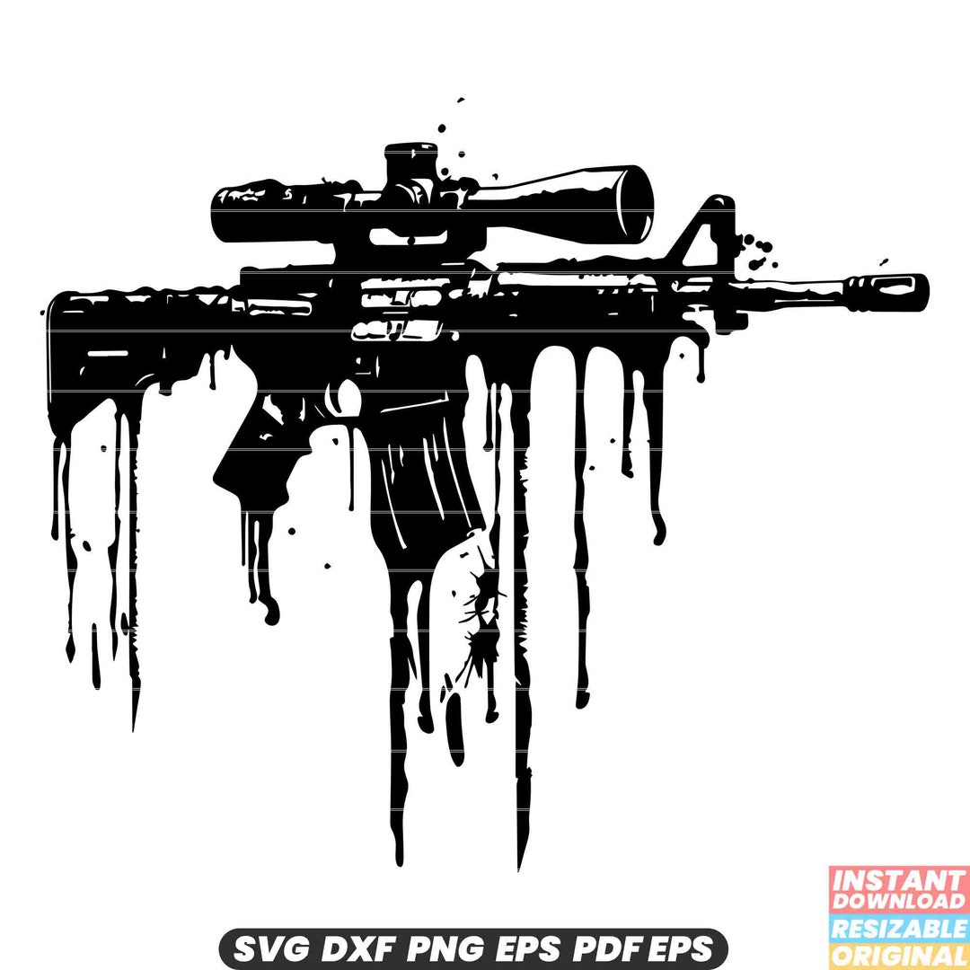 Dripping Rifle Melting Gun SVG Weapon Firearms Melted Surreal Abstract ...