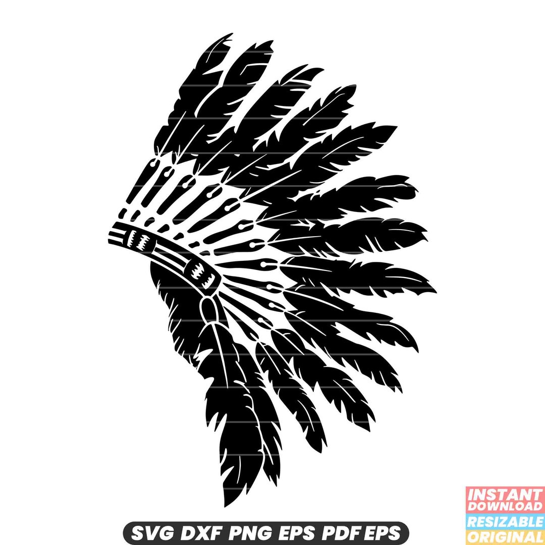 Native American Headdress SVG Tribal Indigenous Culture Feather War ...