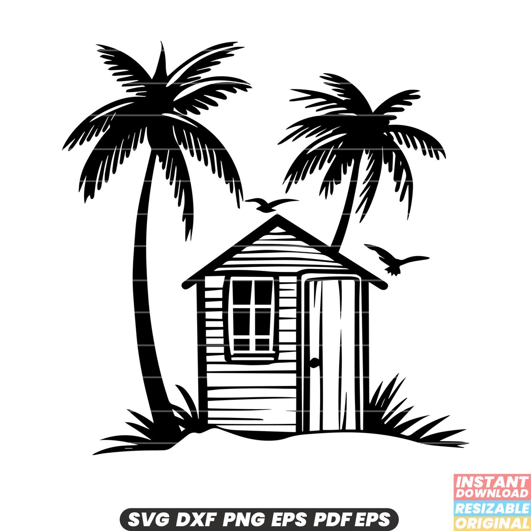 Beach Hut Svg, Beach Hut Dxf, Beach Hut Png, Beach Hut Cut File, Beach ...