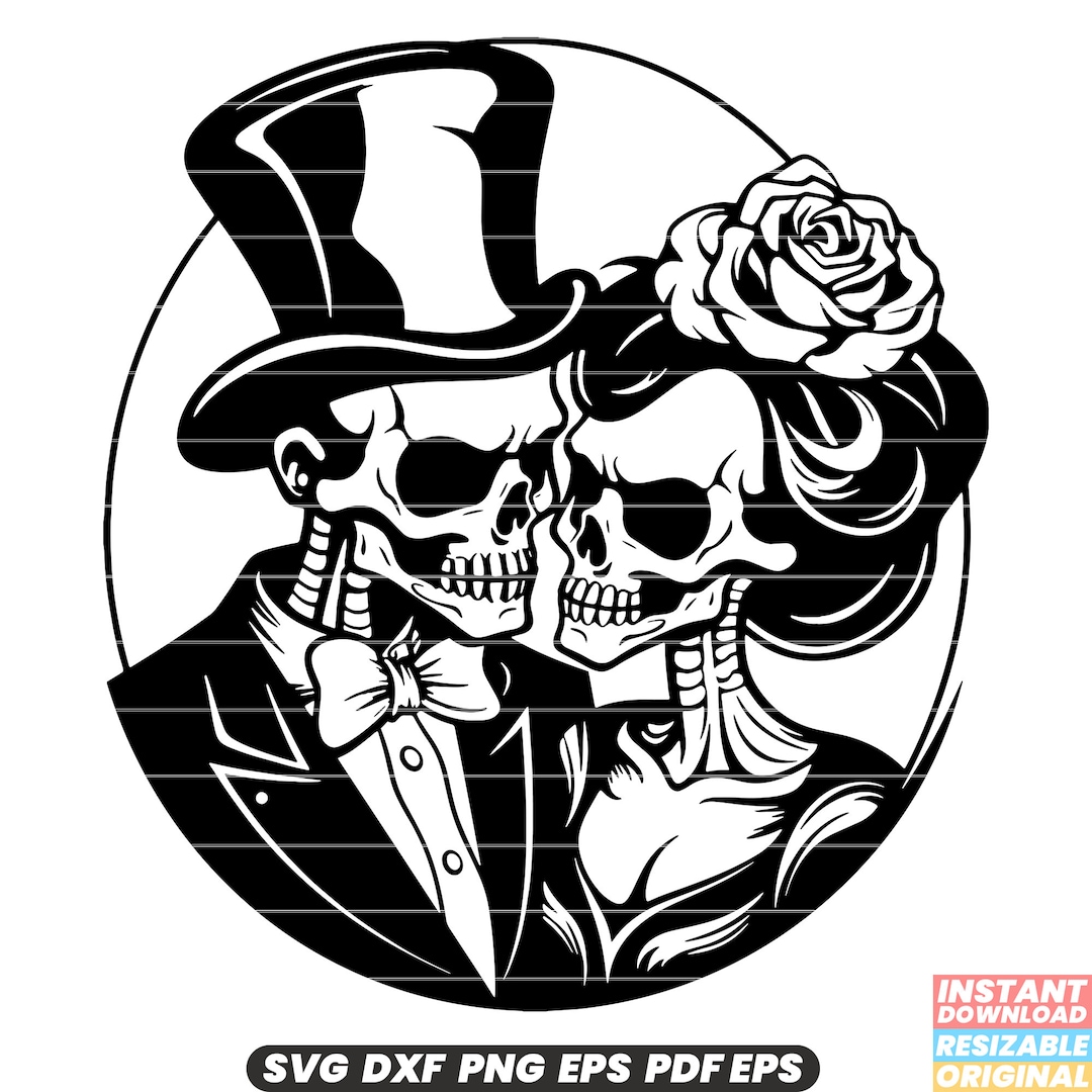 Skeleton Couple Halloween Romance Love Spooky Skeletons Holding Hands ...