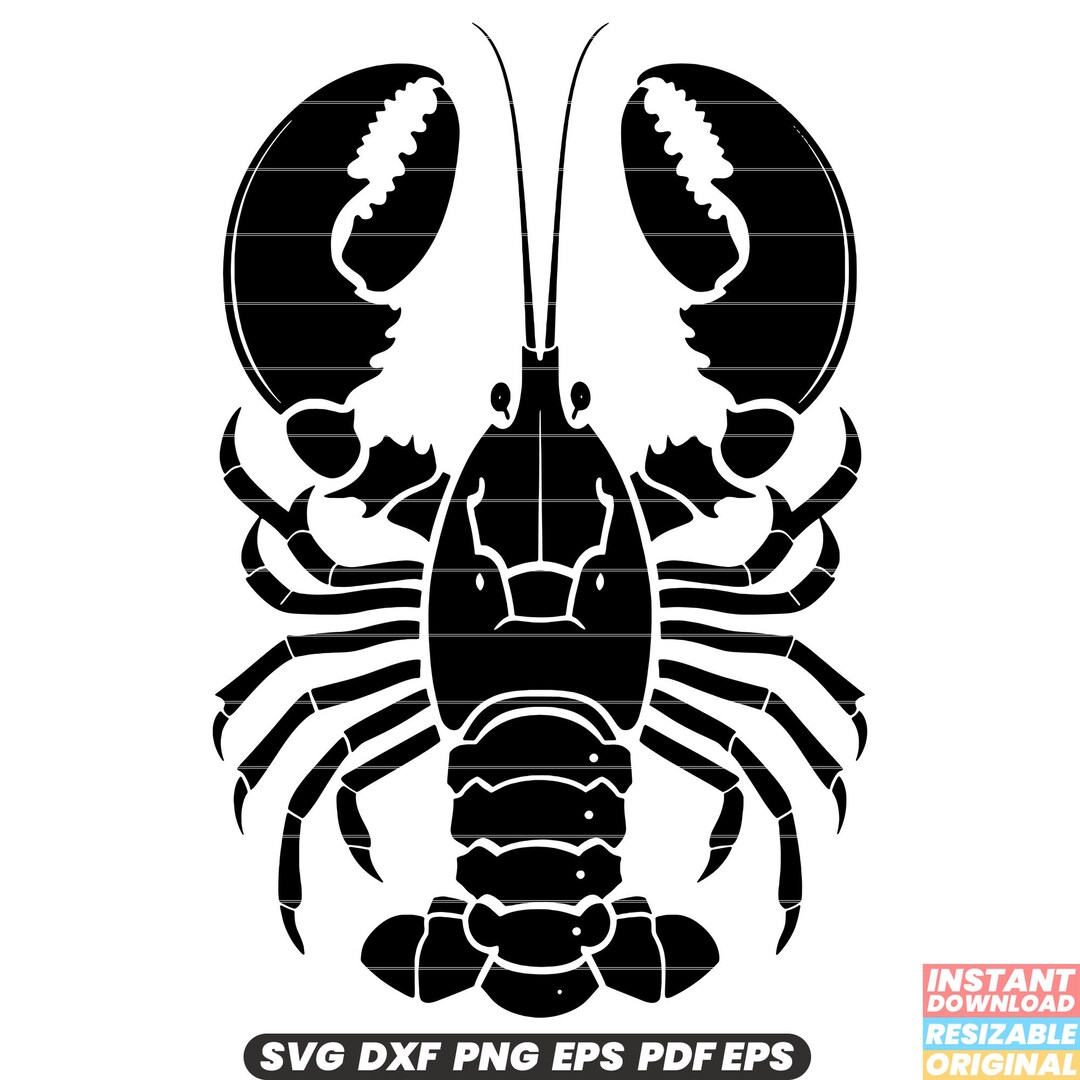 Lobster SVG Seafood Illustration Lobster Clipart Crustacean Graphic ...
