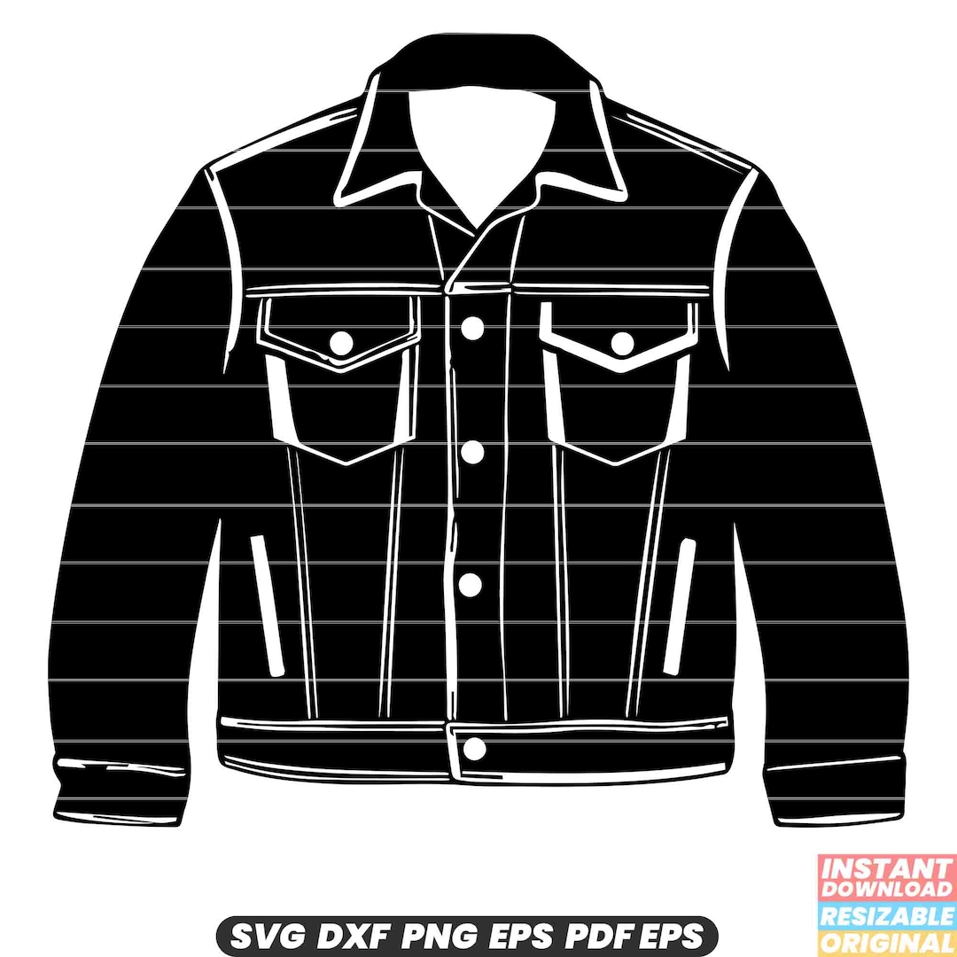 Denim Jacket SVG Fashion Clothing Outerwear Casual Jeans Blue Stylish ...