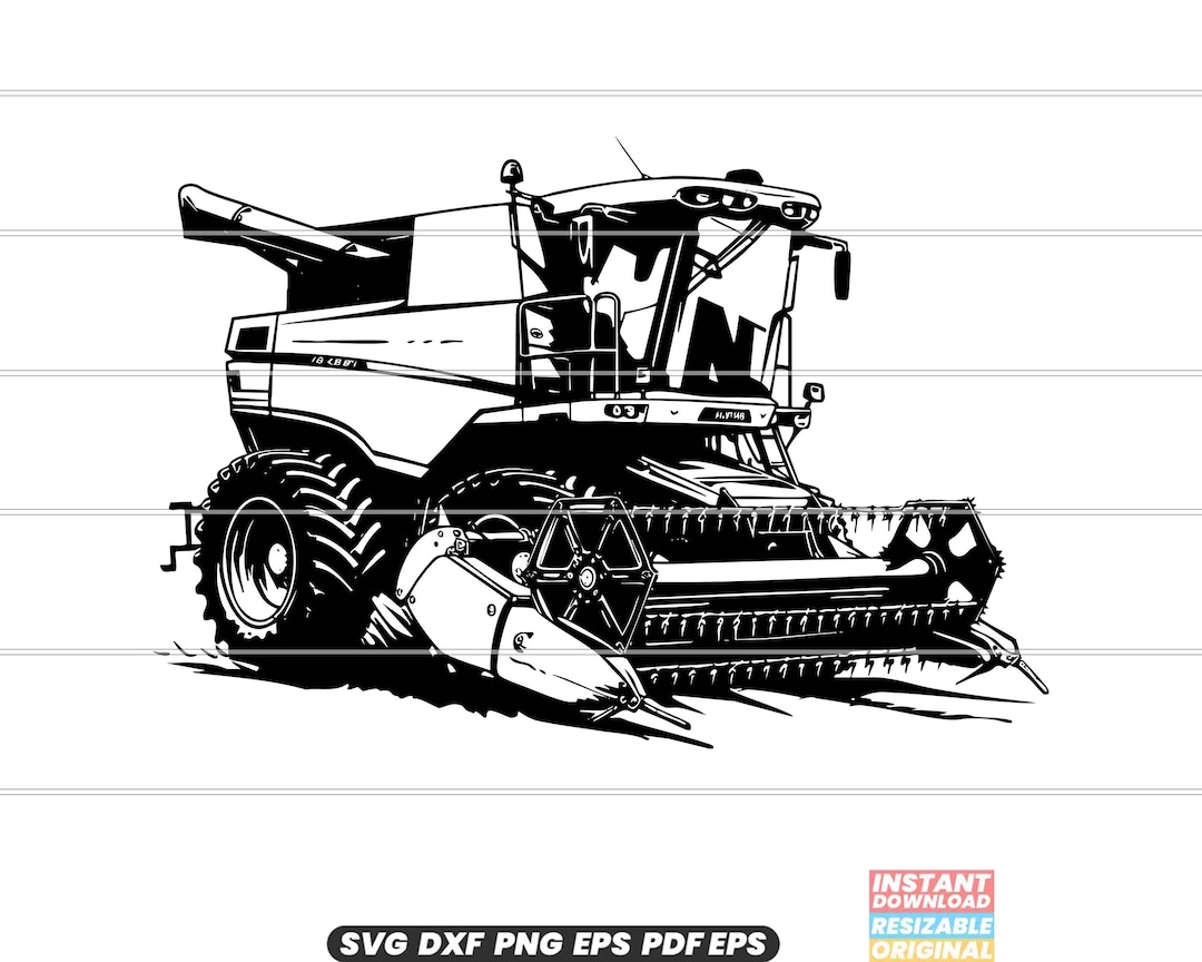 Combine Harvester SVG DXF PNG Cut File Clipart Instant Download Digital ...