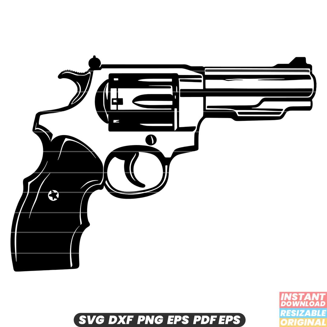 Pistol SVG Gun Firearm Weapon Handgun Revolver Self-defense DXF PNG Cut ...