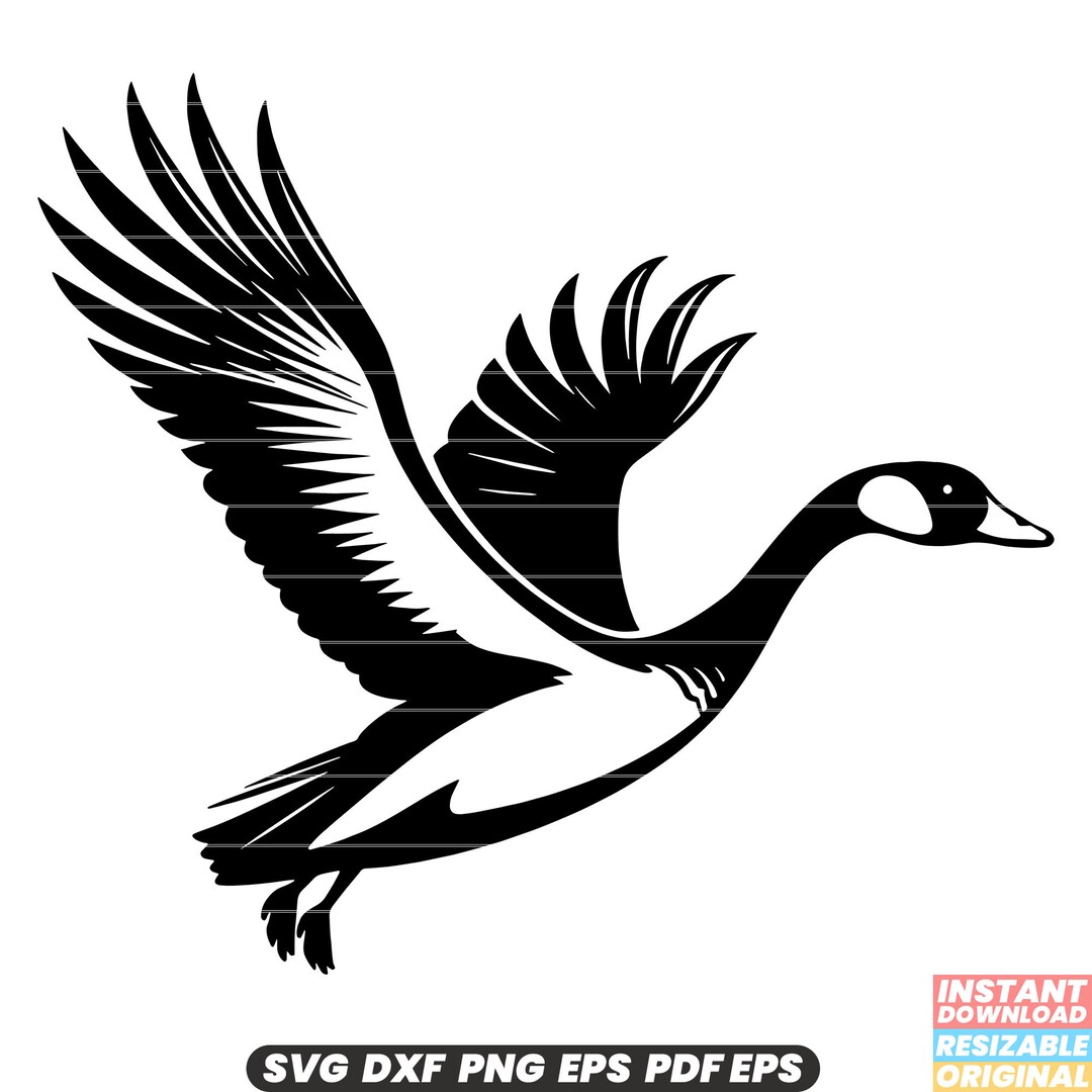 Goose Flying SVG - Migratory Bird, Flock of Geese Illustration, Flying ...