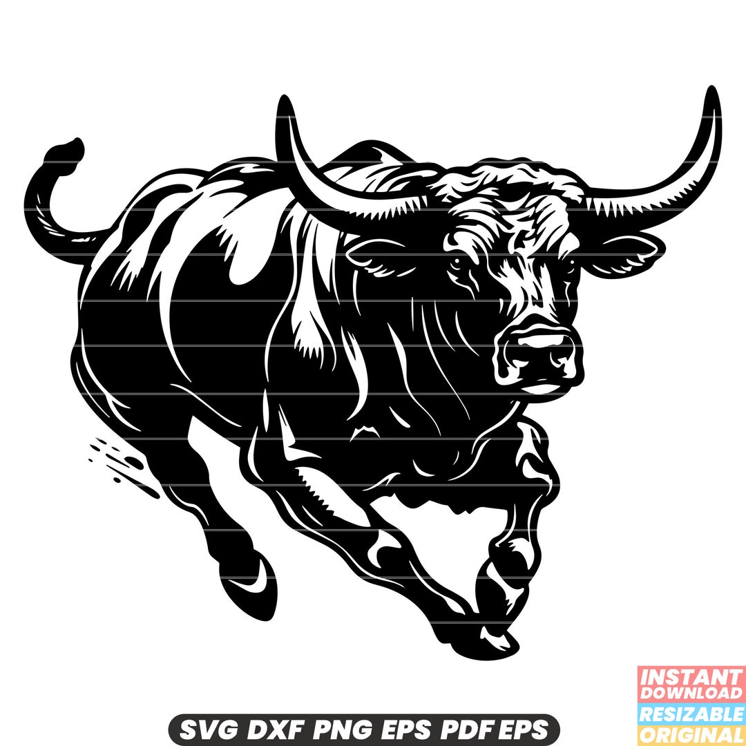 Rodeo Bull SVG, DXF, PNG, Bucking Bull Cut File, Western Rodeo Clipart ...