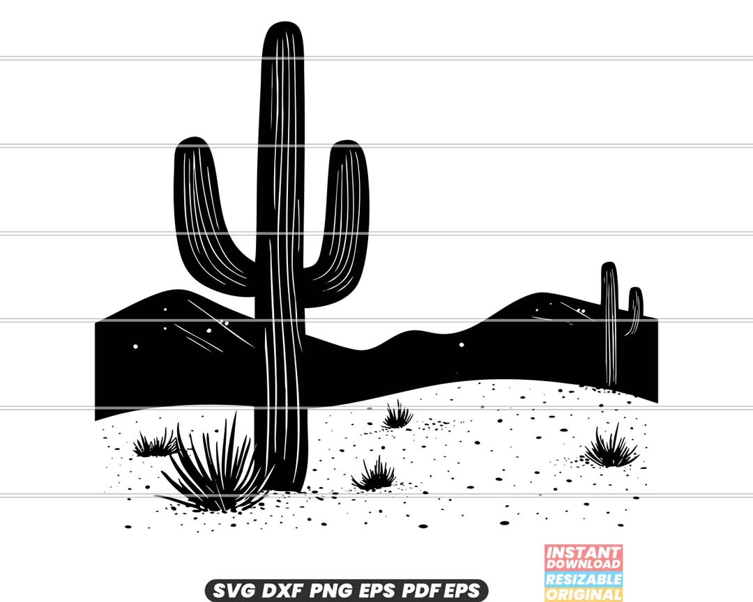 Cactus Landscape SVG DXF PNG Cut File Clipart Instant Download Digital ...
