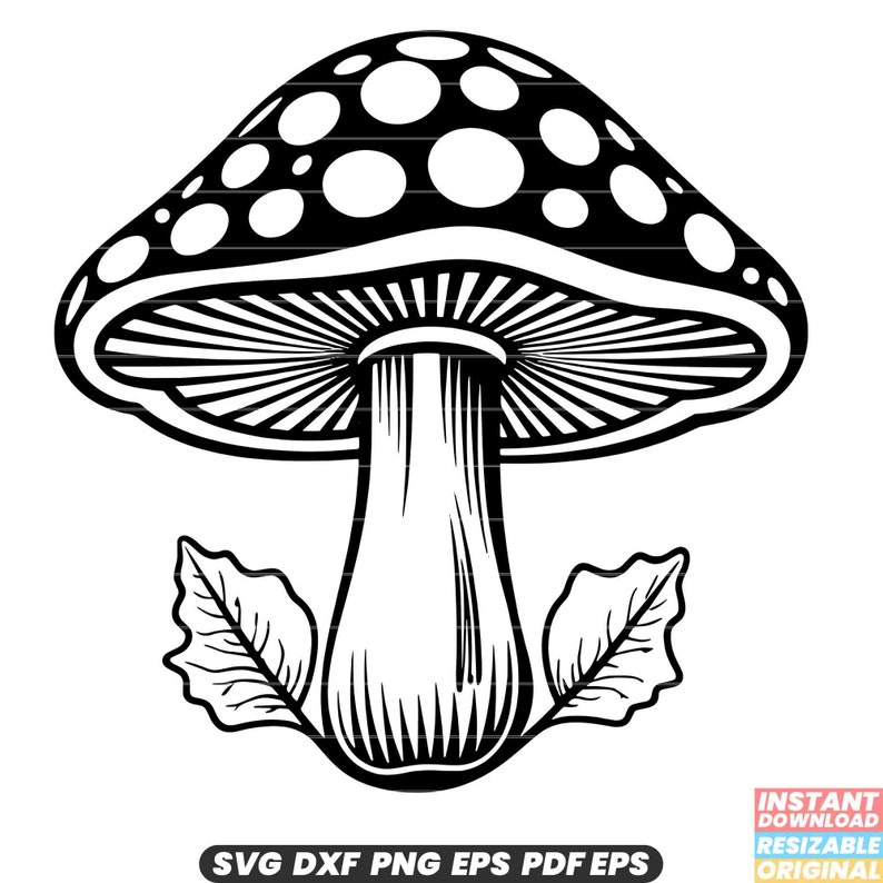 Mushroom SVG Fungus Toadstool Plant Nature Organic Forest DXF PNG Cut ...