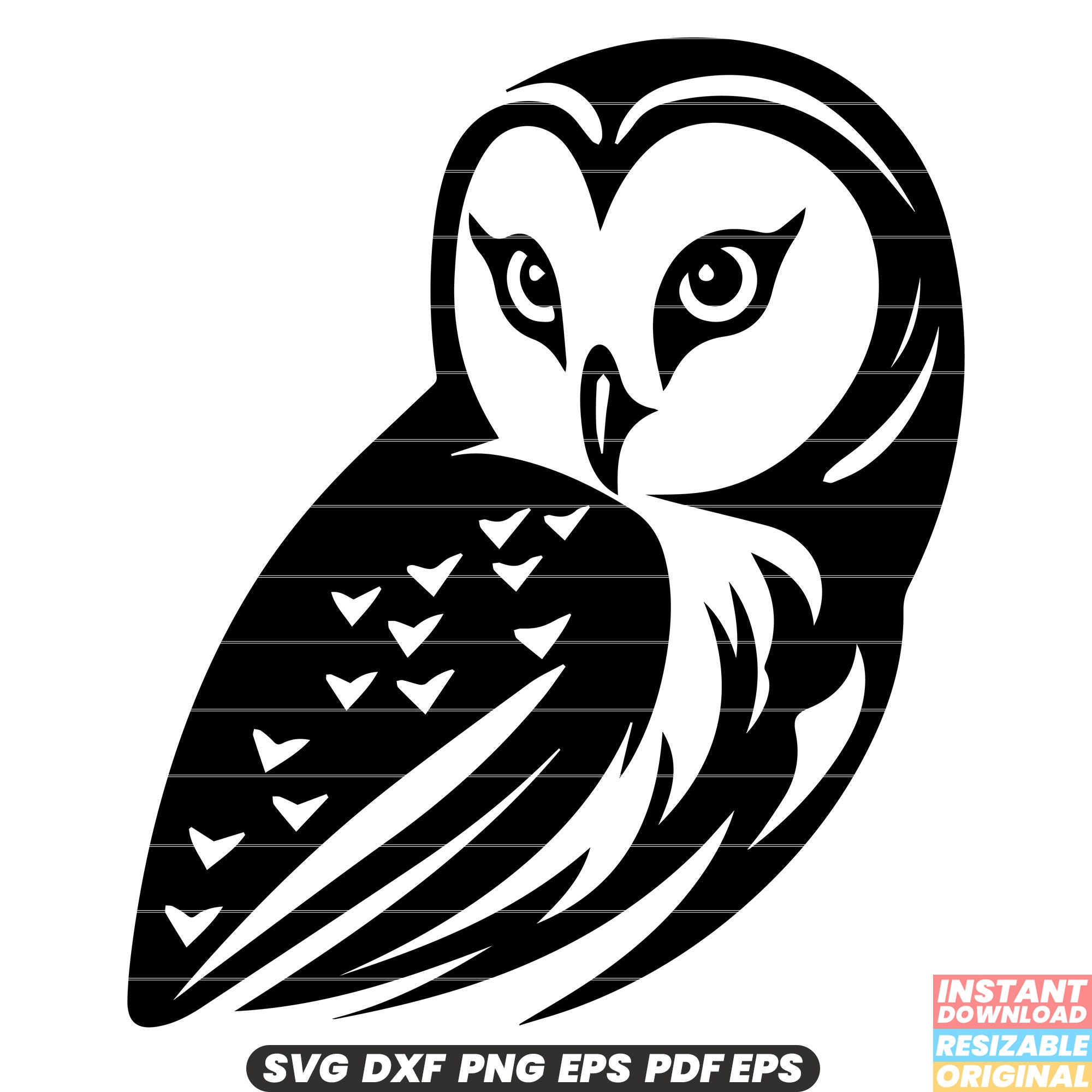 Barn Owl SVG DXF PNG Wise Bird Cut File Nocturnal Creature - Etsy